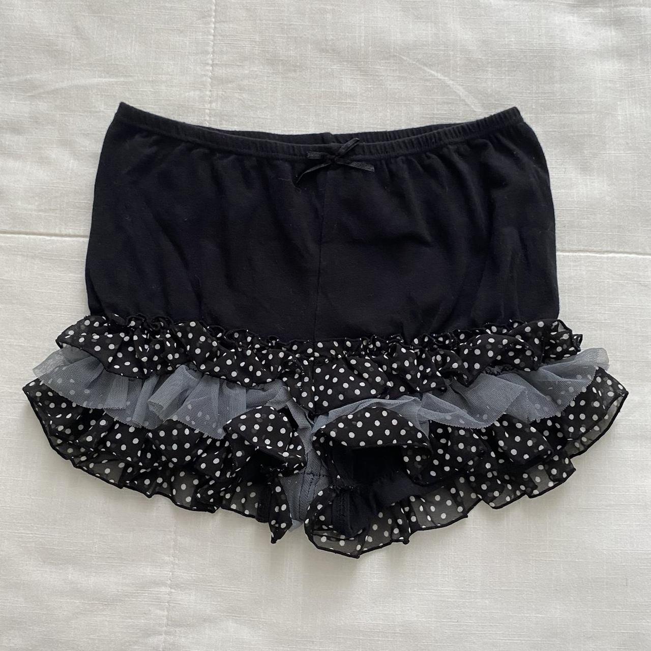 Black ruffle hem micro bloomer shorts. Cute for... - Depop
