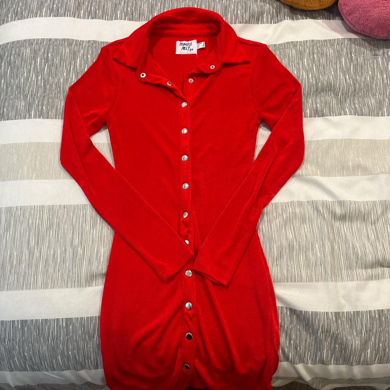 Princess Polly button down red dress Thicker material - Depop