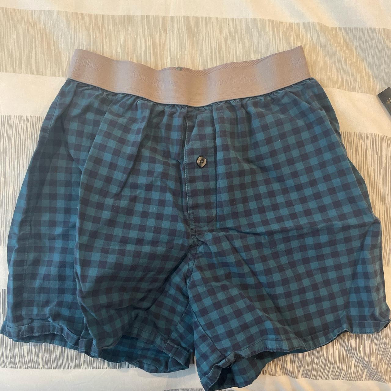 Goodfellow & co blue and black checkered boxer shorts - Depop