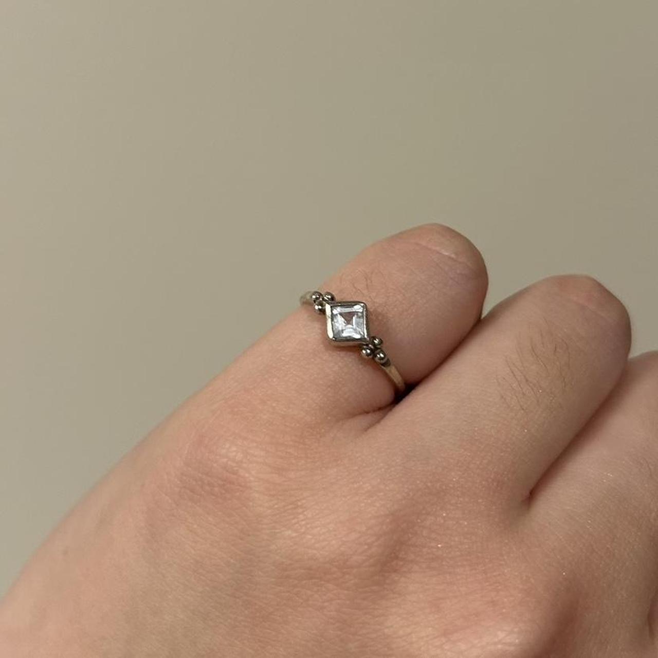 Sterling silver dainty ring with gemstone Size 5 or... - Depop