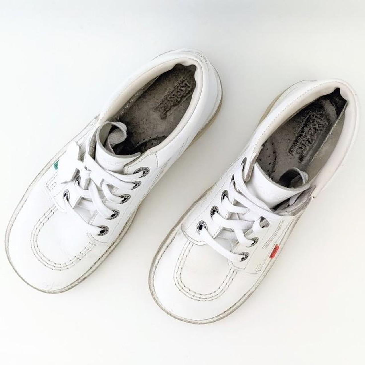 White Kickers with gum sole ankle boots size 7... - Depop