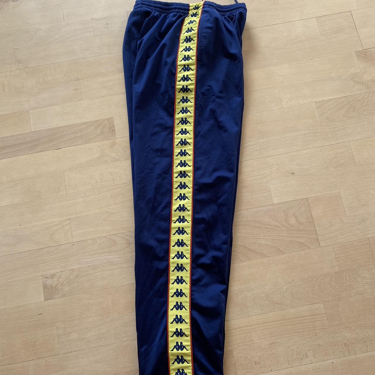 Kappa yellow stripe trackies - Depop