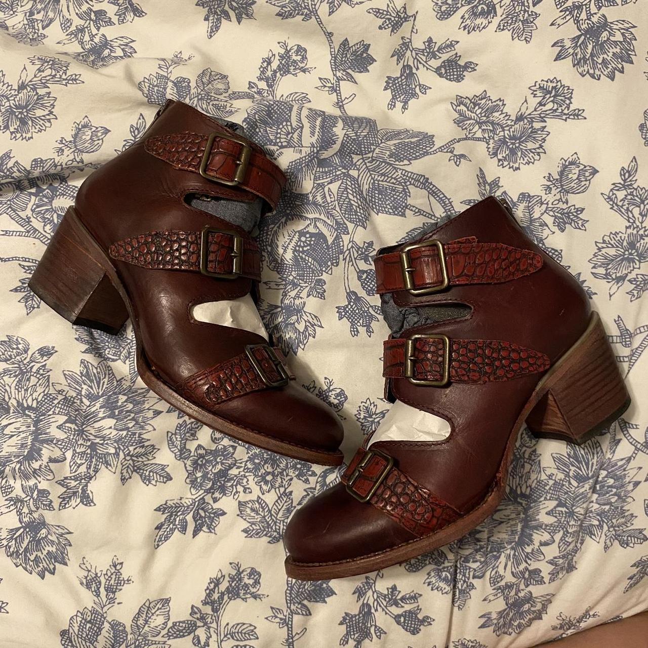 FREEBIRD BY STEVEN wine red booties in the style... - Depop