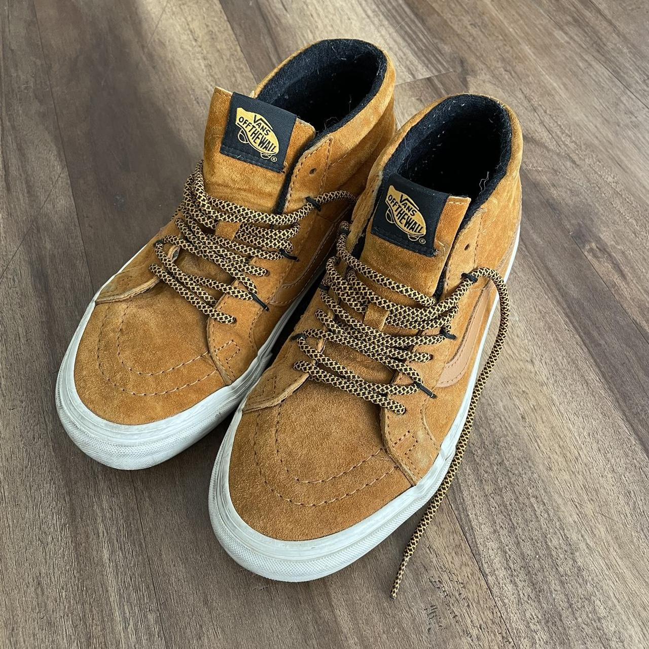 Vans medium height high top half mid suede cognac... - Depop