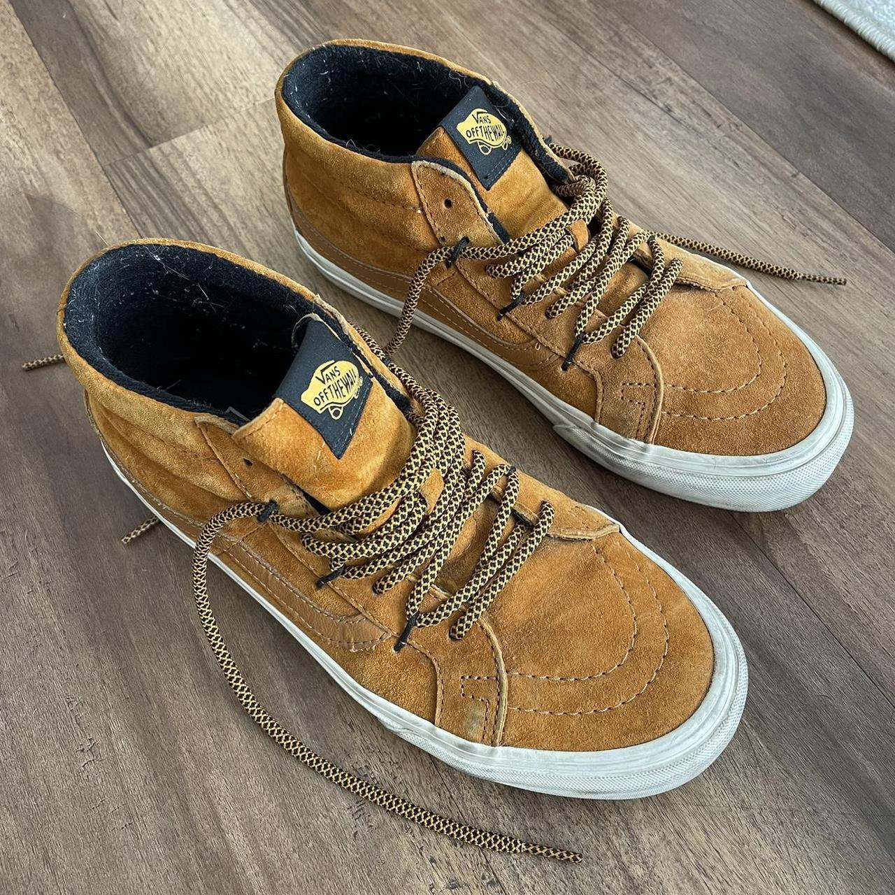 Vans medium height high top half mid suede cognac... - Depop