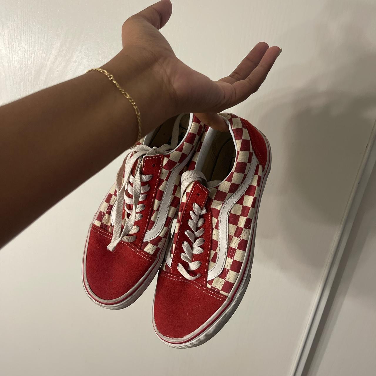 Vans Women's Red and White Footwear | Depop
