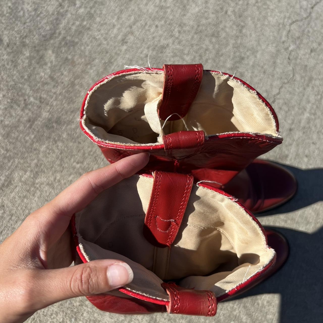 Cherry red vintage leather cowboy boots Such a... - Depop