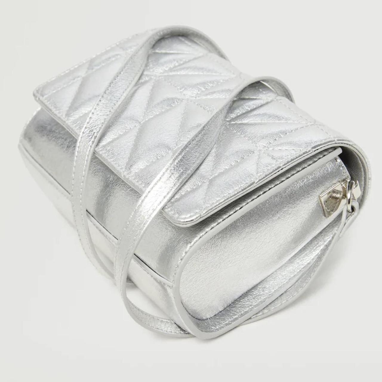MANGO , metallic silver padded bag , may have some... - Depop
