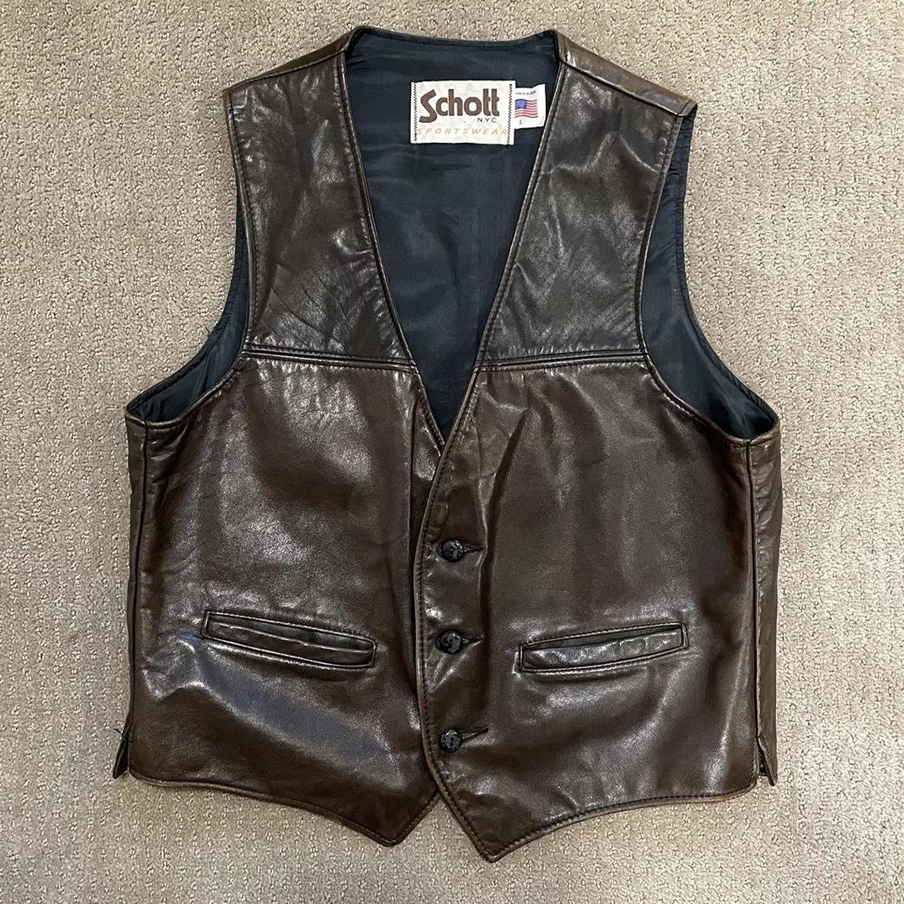 Schott NYC leather vest So nice, mint condition... - Depop