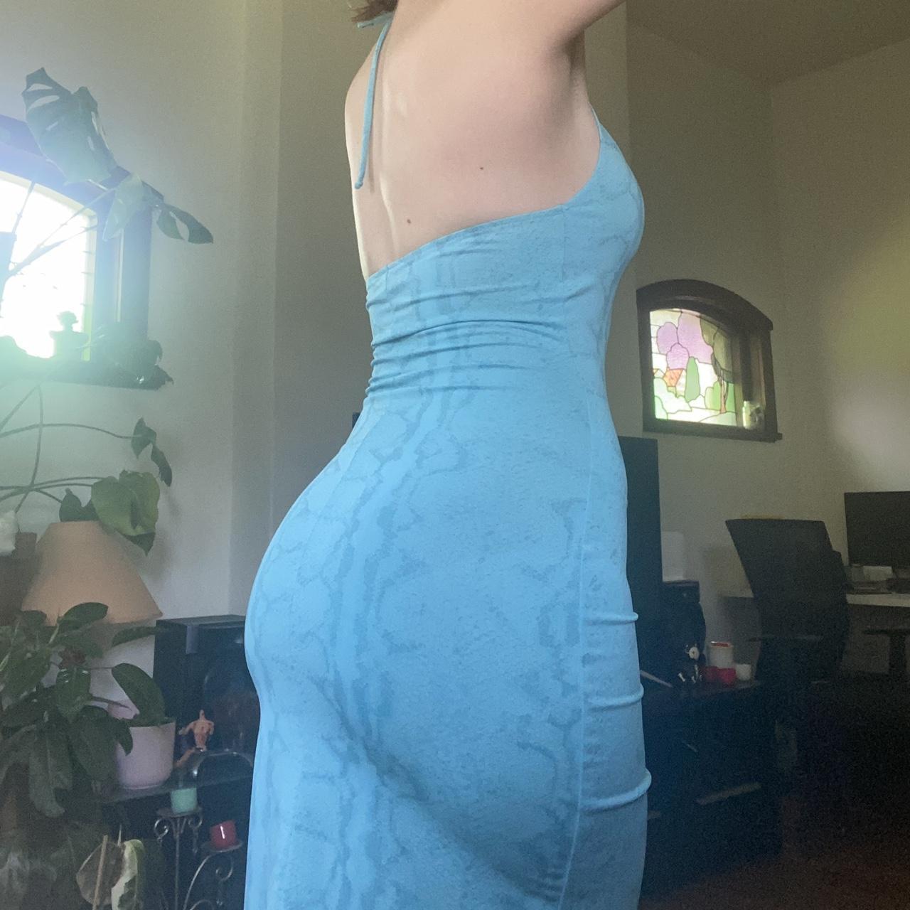 Iconic vintage y2k blue sparkly snakeskin midi... - Depop