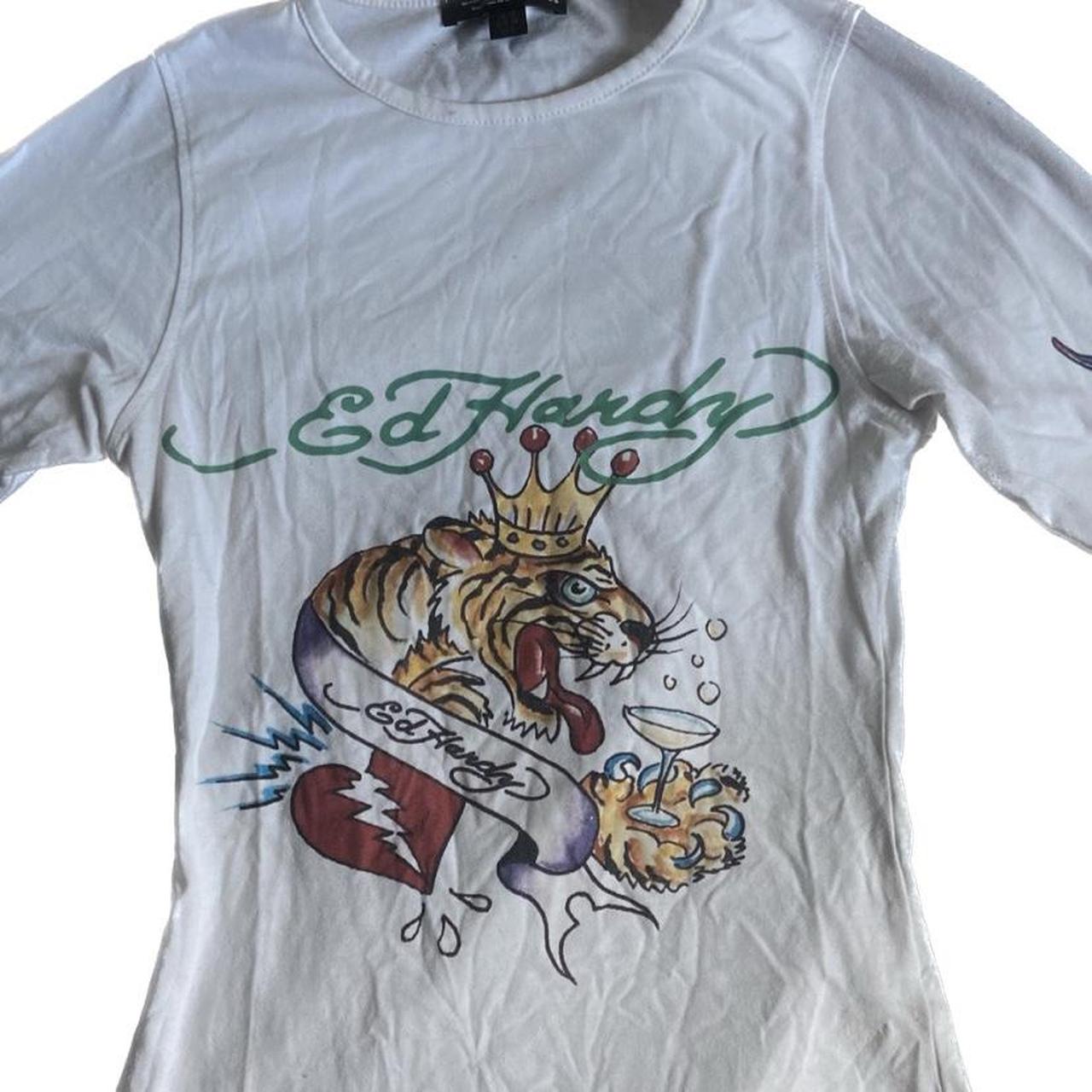 Ed Hardy white long sleeve tshirt top ed hardy x... - Depop