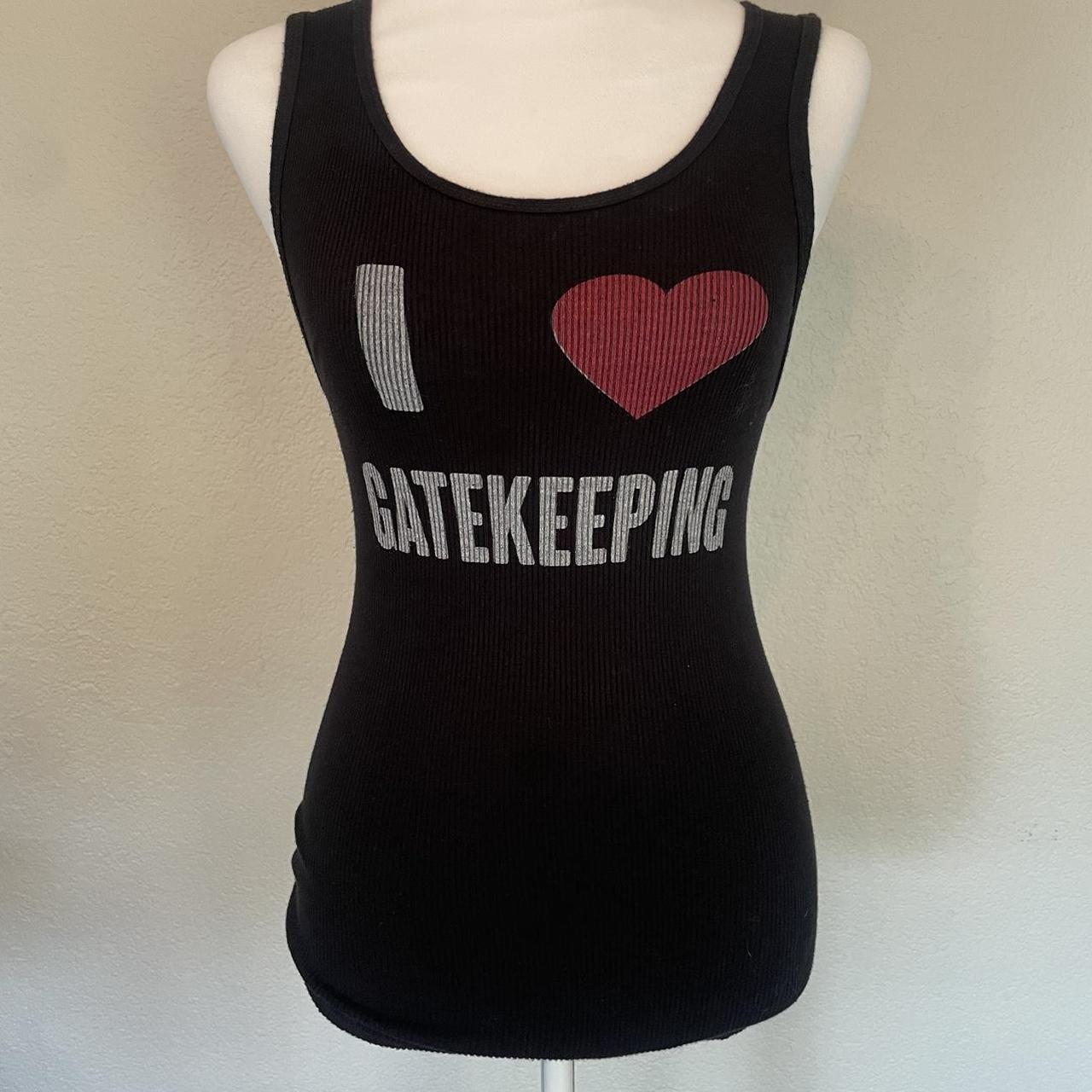 I ️ GATEKEEPING black ribbed tank top ☆brand:... - Depop