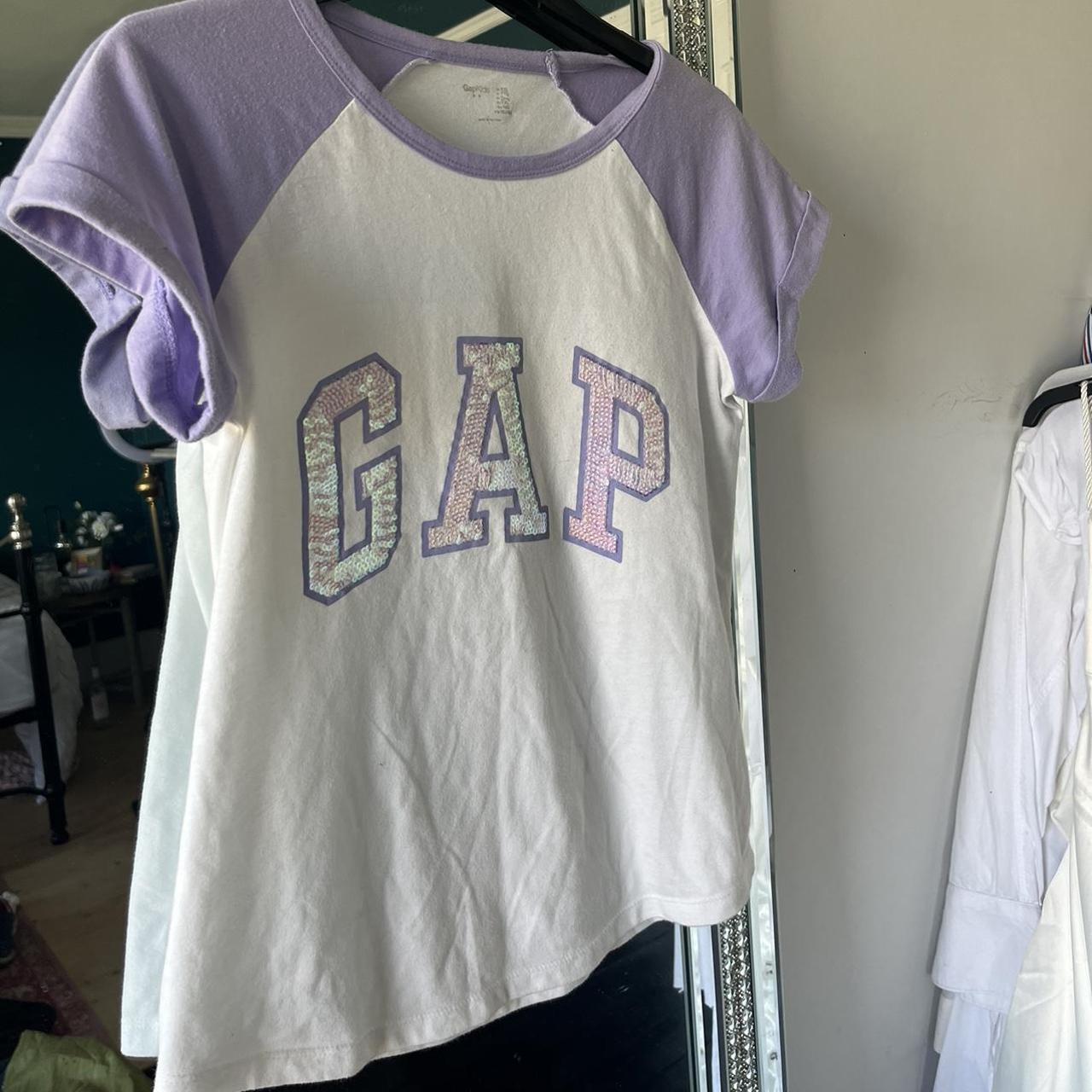 RETRO GAP crop top purple with sequin writing , kids... - Depop