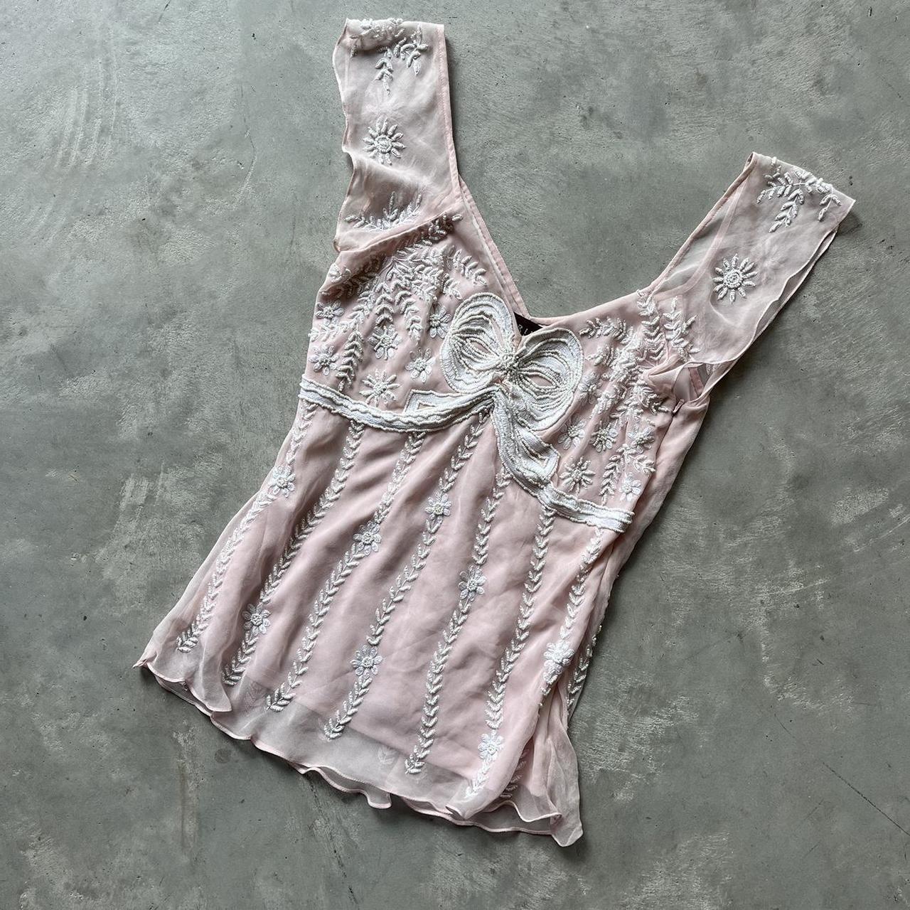 1990s 100%Silk Marina Fairy blouse 🧚🏻🦄🧚🏻 All beaded... - Depop