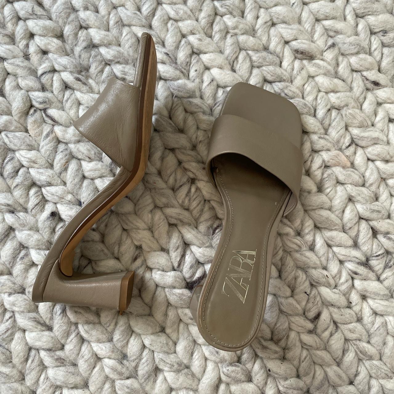 Zara Women's Tan Mules | Depop