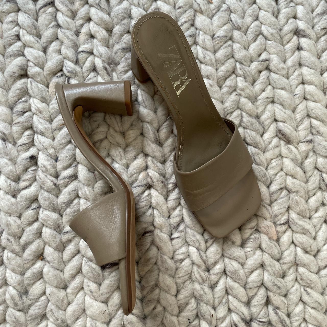 Zara Women's Tan Mules | Depop
