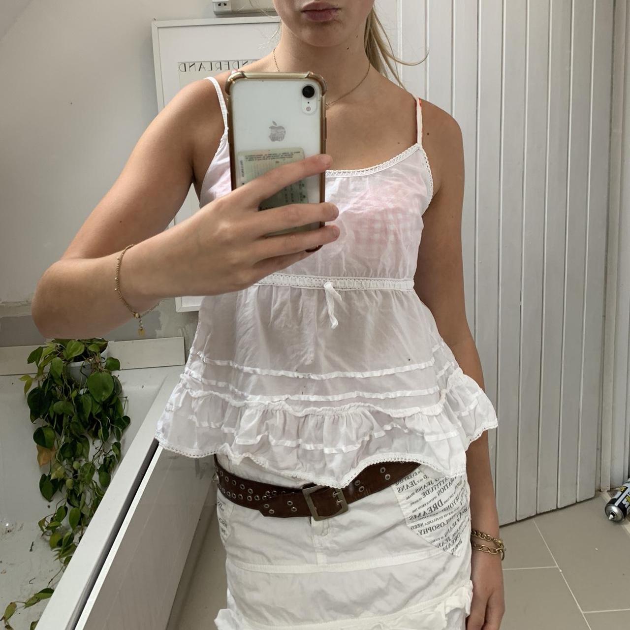 Cutest white frilly top Great quality perfect for... - Depop