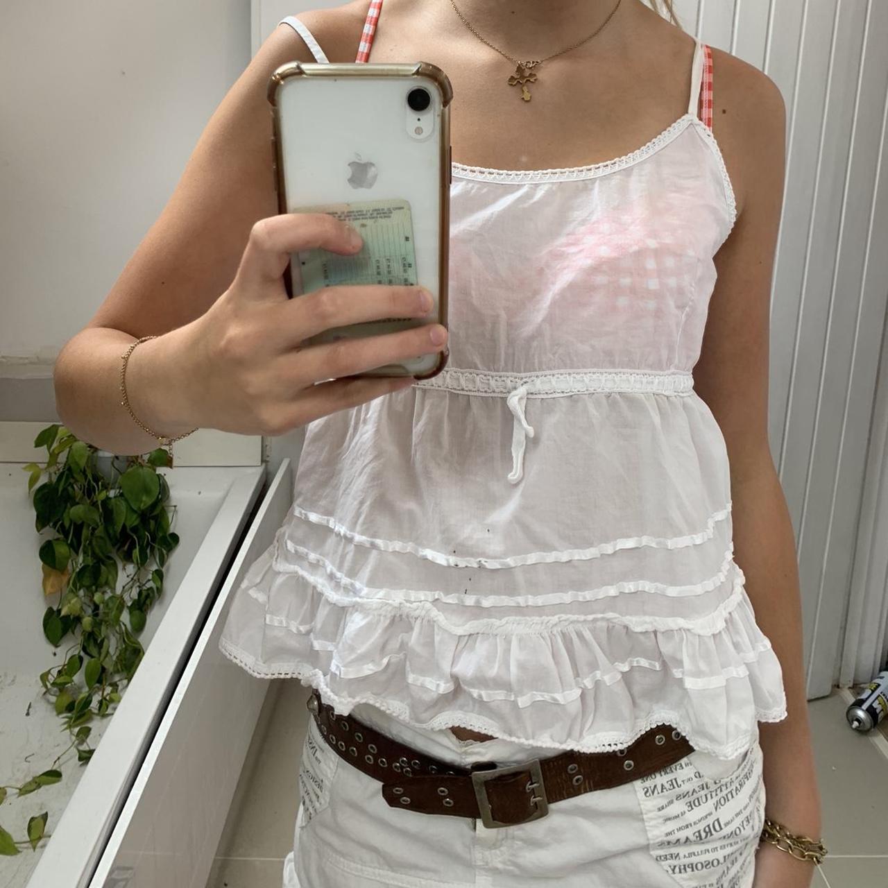 Cutest white frilly top Great quality perfect for... - Depop