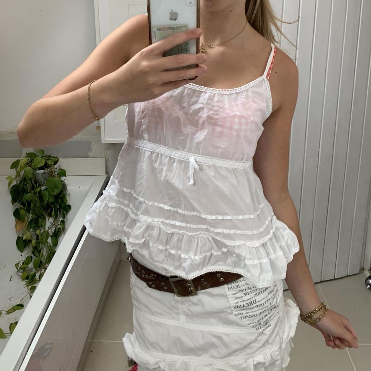 Cutest white frilly top Great quality perfect for... - Depop