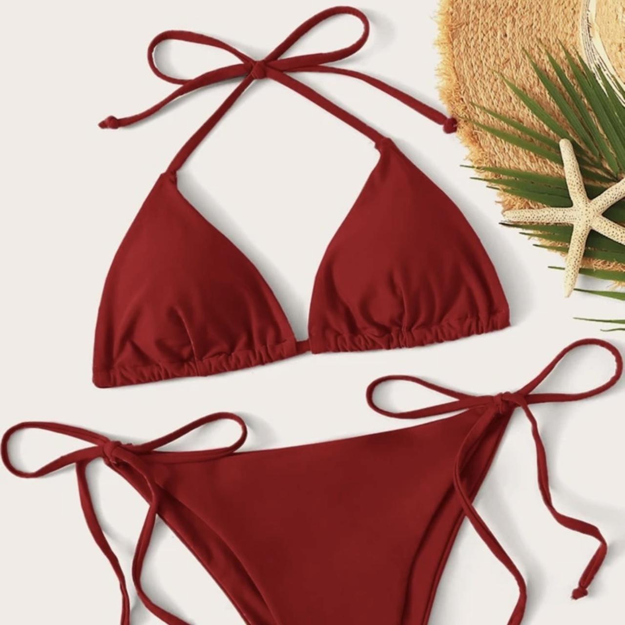 Shein Womens Red Bikinis And Tankini Sets Depop