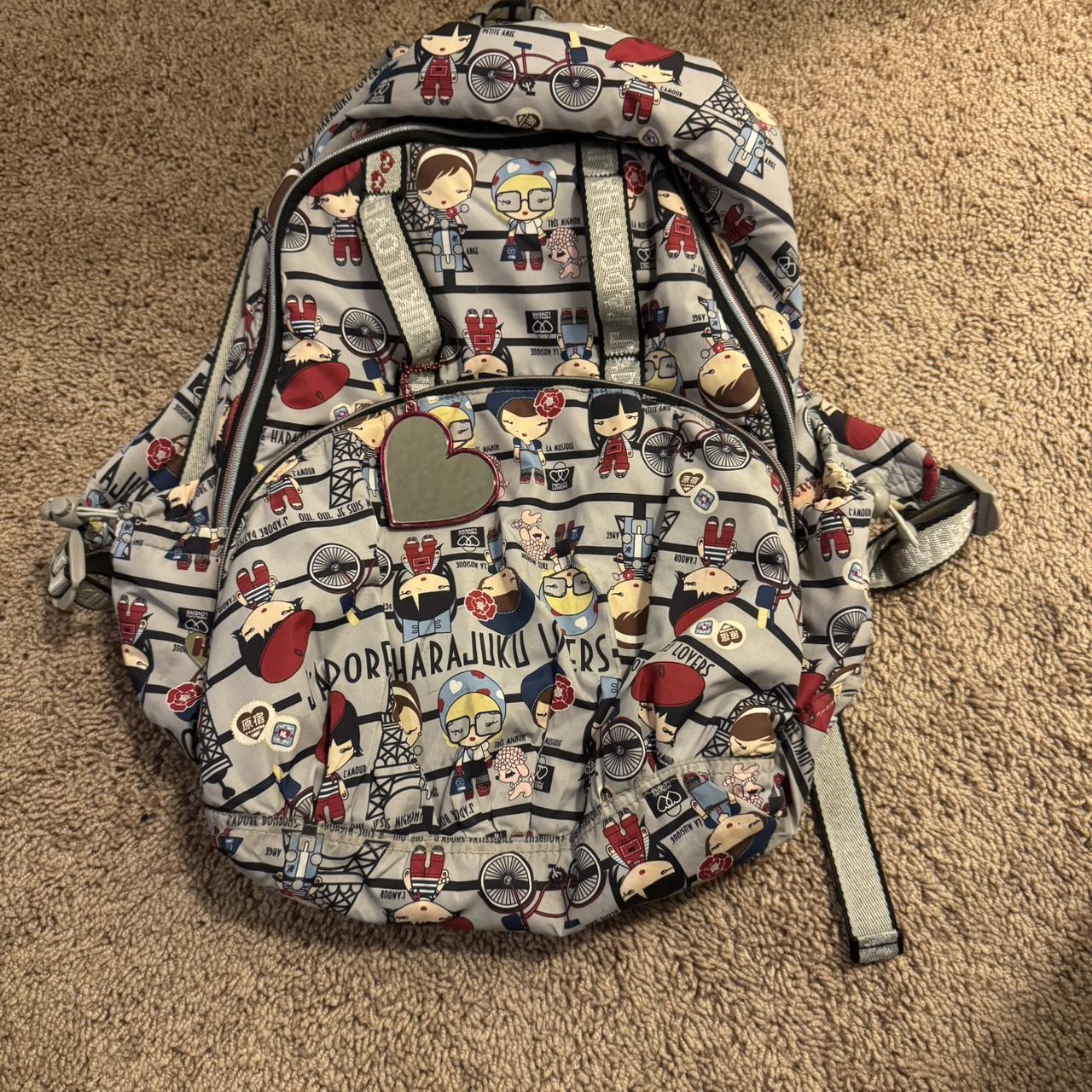 Harajuku Lovers Backpack Full Size w/Pink Chrome Charm | Depop