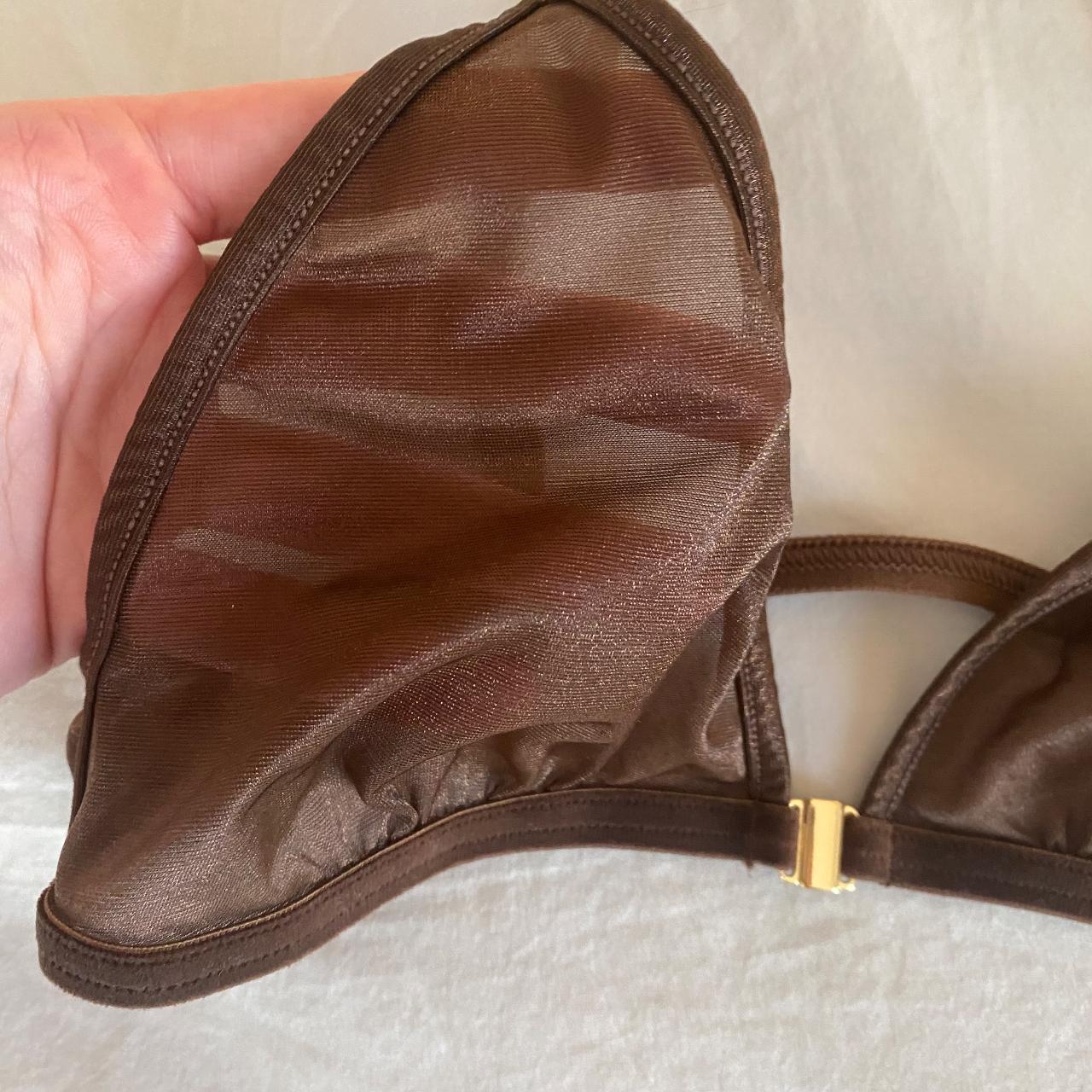 skims brown mesh shimmer bralette - tagged size s,... - Depop