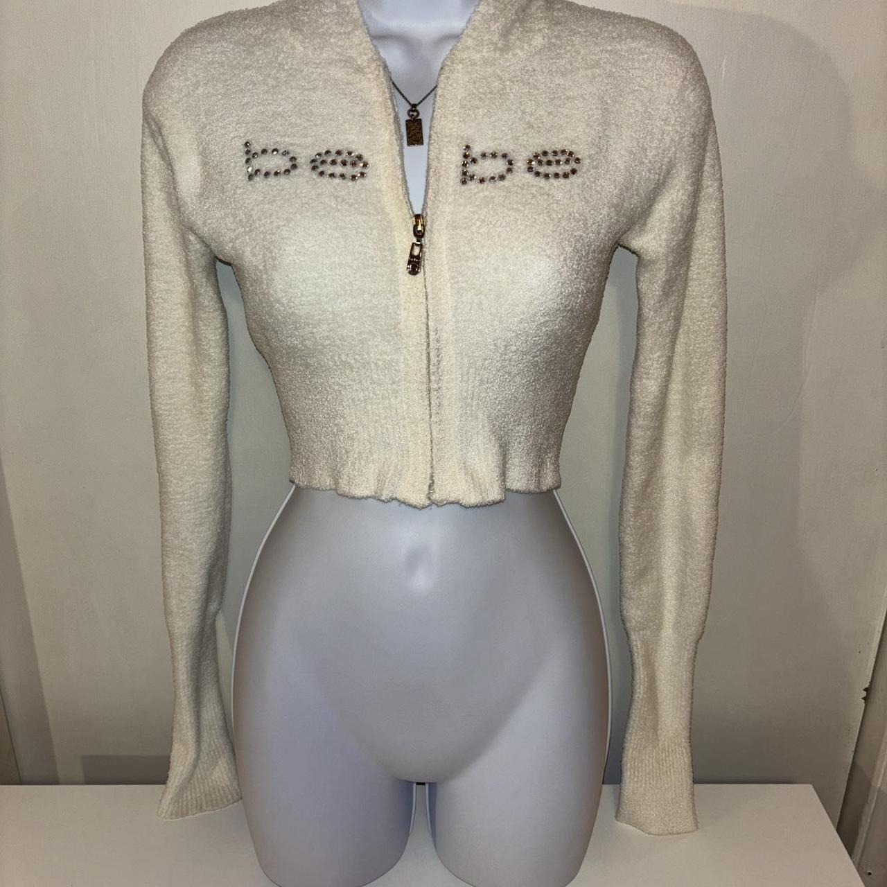 Hot hot hot cropped Bebe hoodie ️🤍🪽🐻‍ ️🧊 “bebe”... - Depop