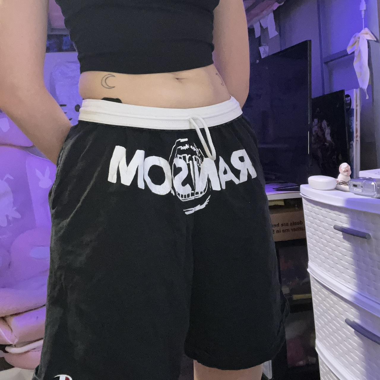 Men’s Ransom Bite shorts Black with white lettering... - Depop