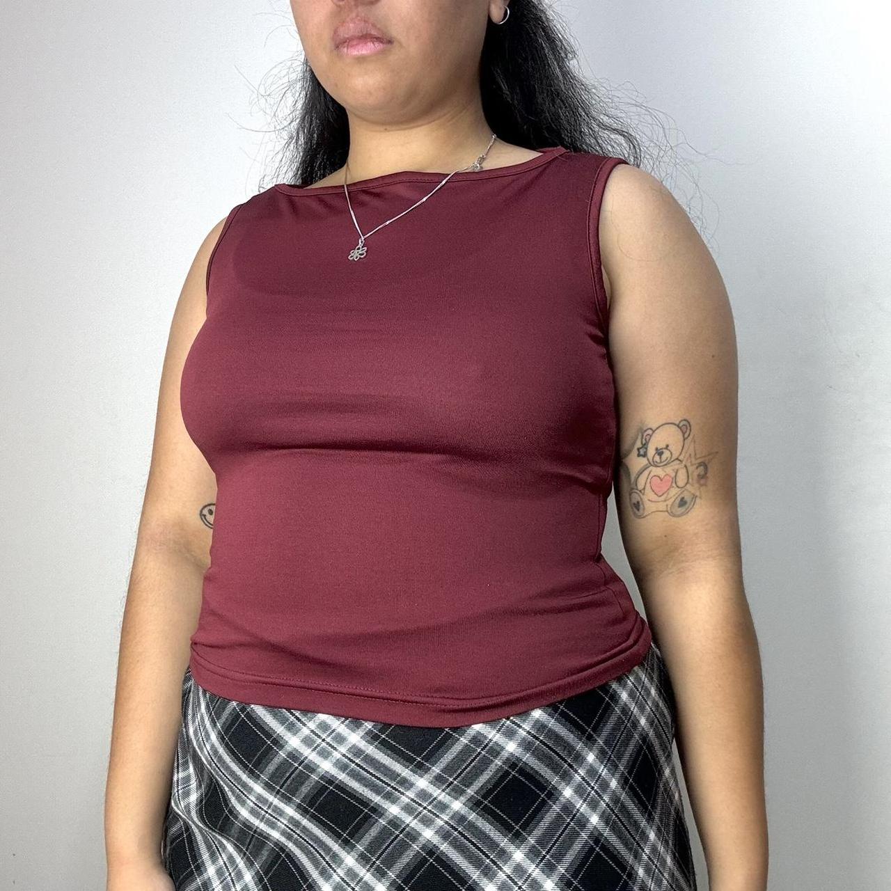 90s Supre burgundy red plain sleeves tank top ️ The... - Depop