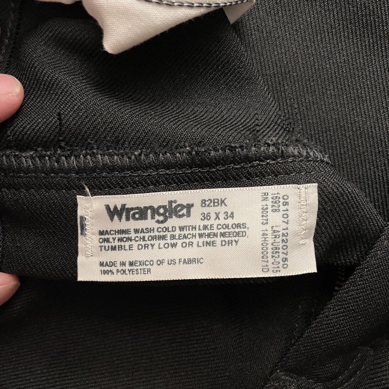 black wrangler wrancher pants. bootcut fit. zipper... - Depop