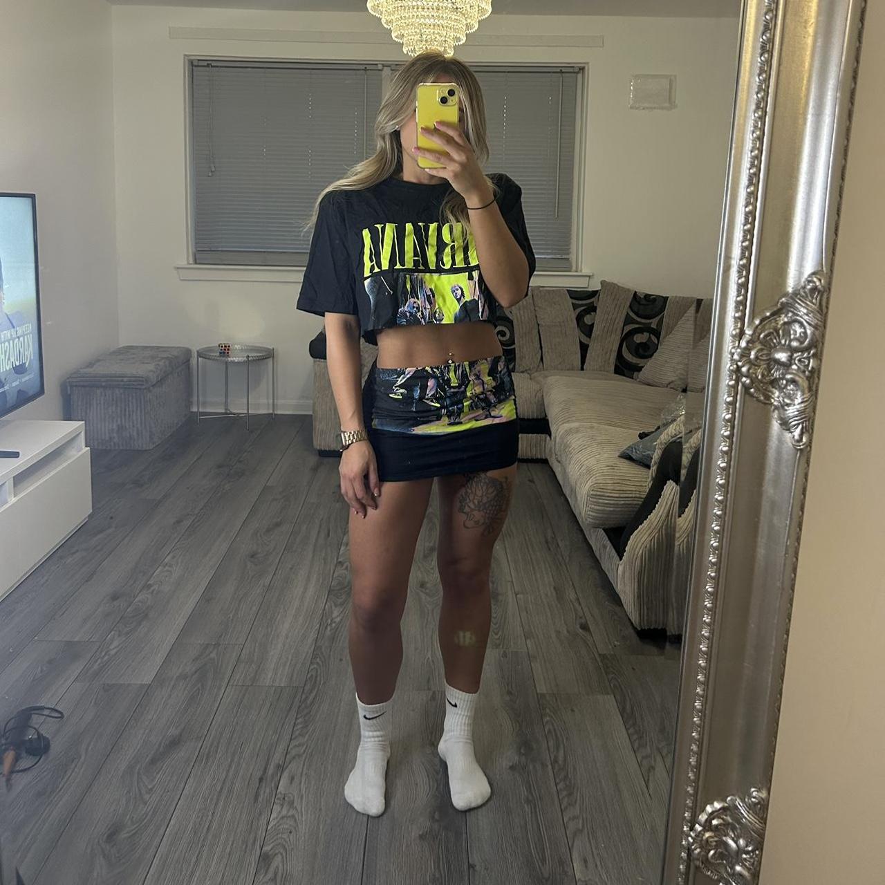 Gypsabella Nirvana co ord Black reworked T-shirt... - Depop