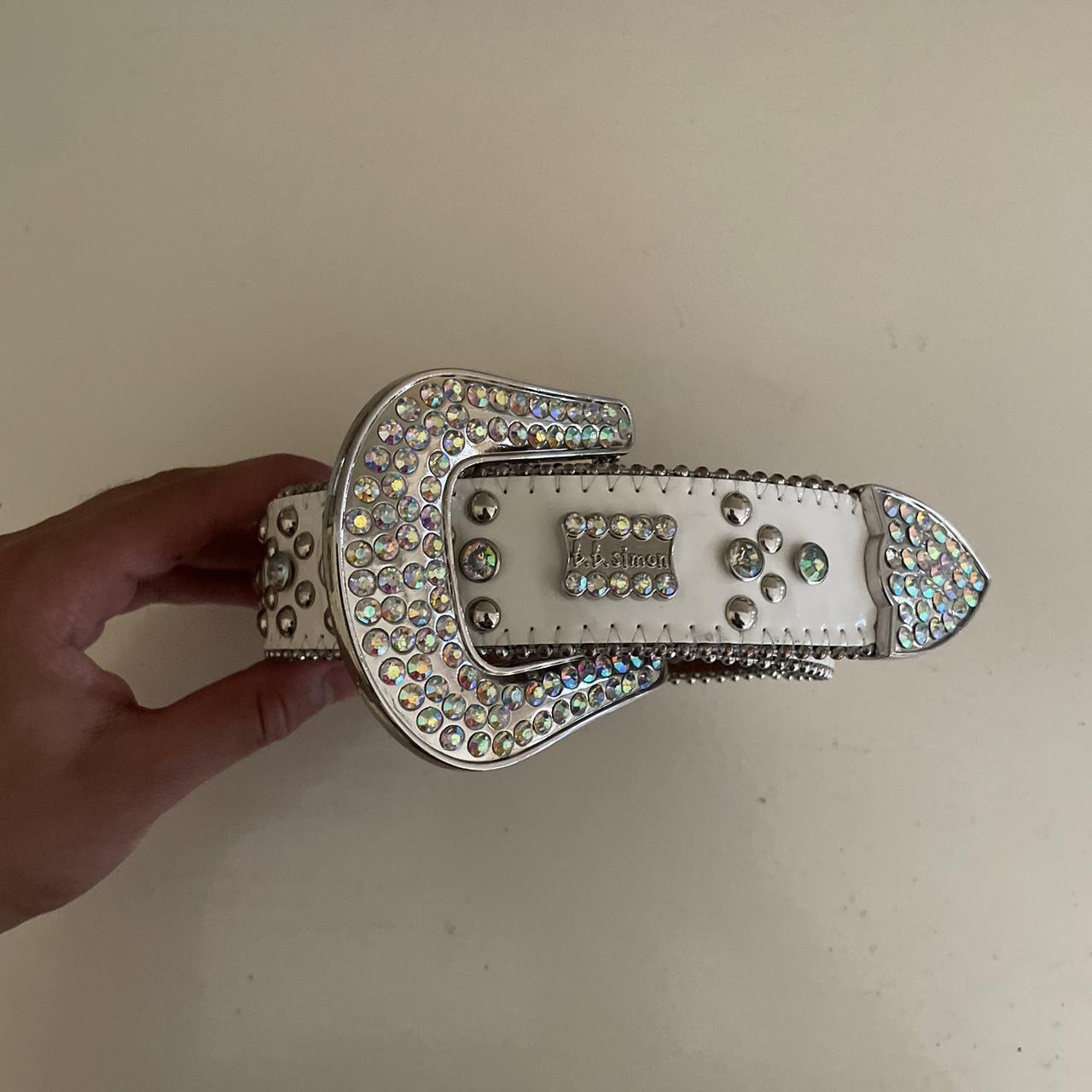 White BB Simon Belt 105 cm - Depop