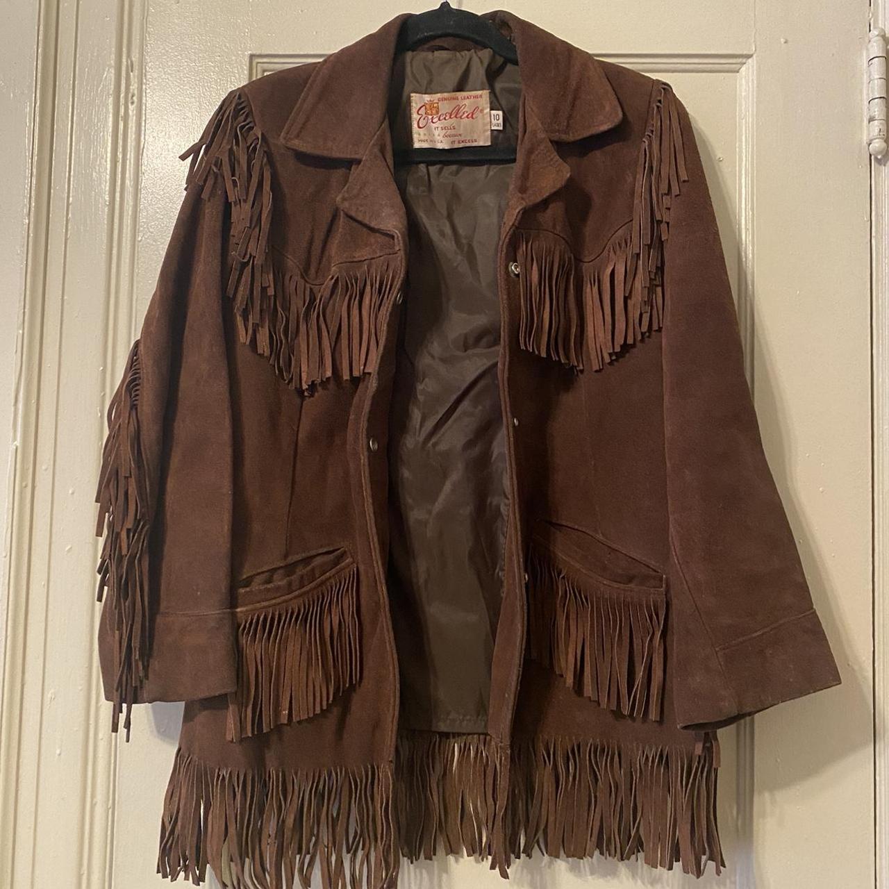 Vintage 70s suede fringe jacket. Definitely preloved... - Depop