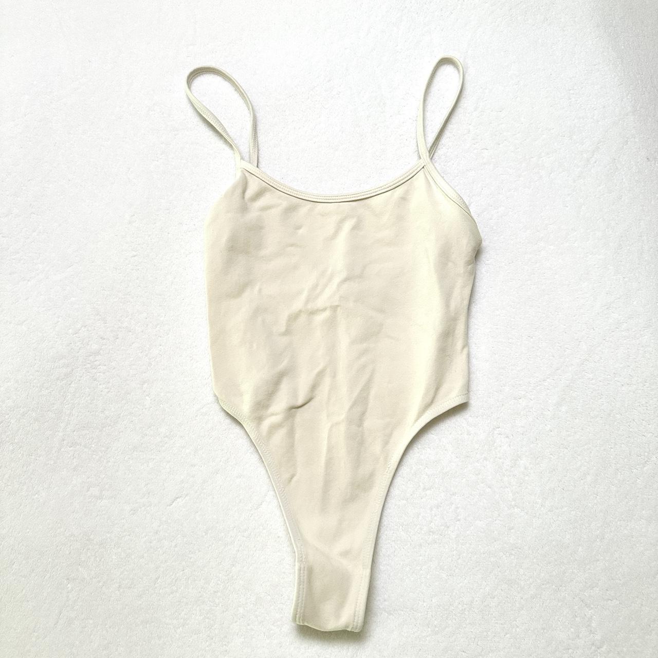 Los Angeles Apparel Cream Scoopneck Bodysuit Cream... - Depop