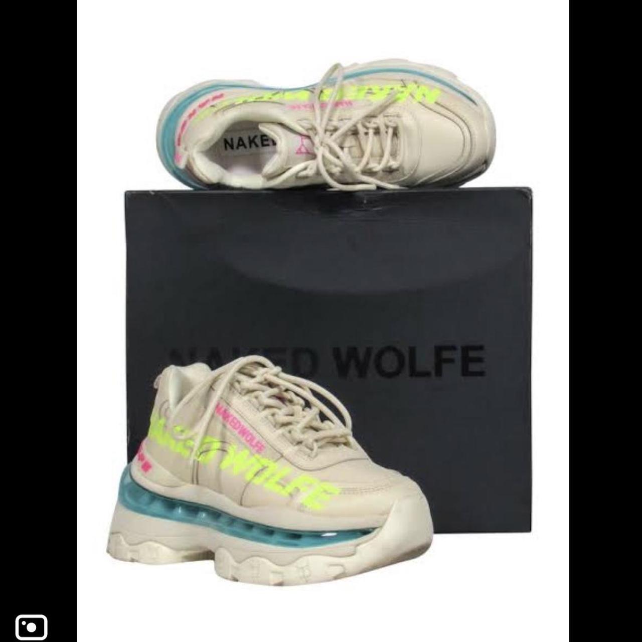 Naked Wolfe - Cream & Neon Print Chunky Platform... - Depop