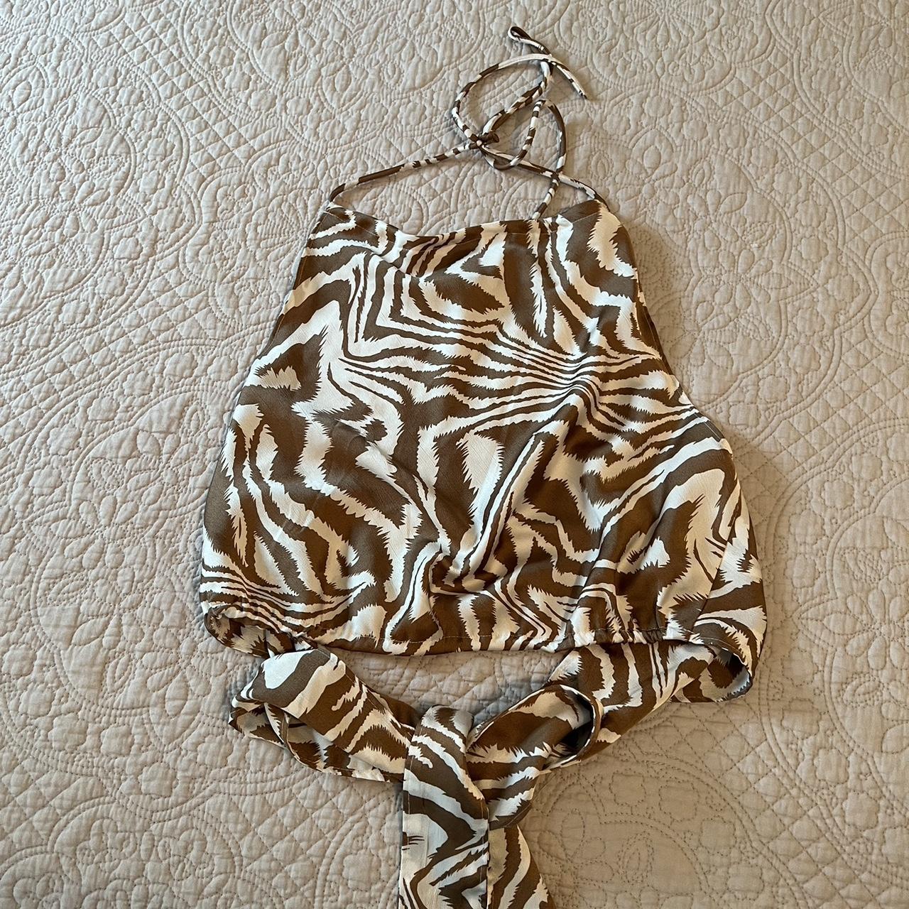 Zebra print wrap around tank top Ships next day - Depop