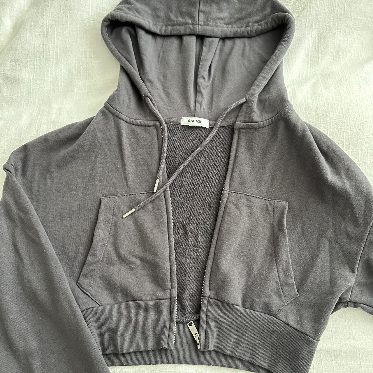 dark grey mini zip up sweater from garage! puffy... - Depop