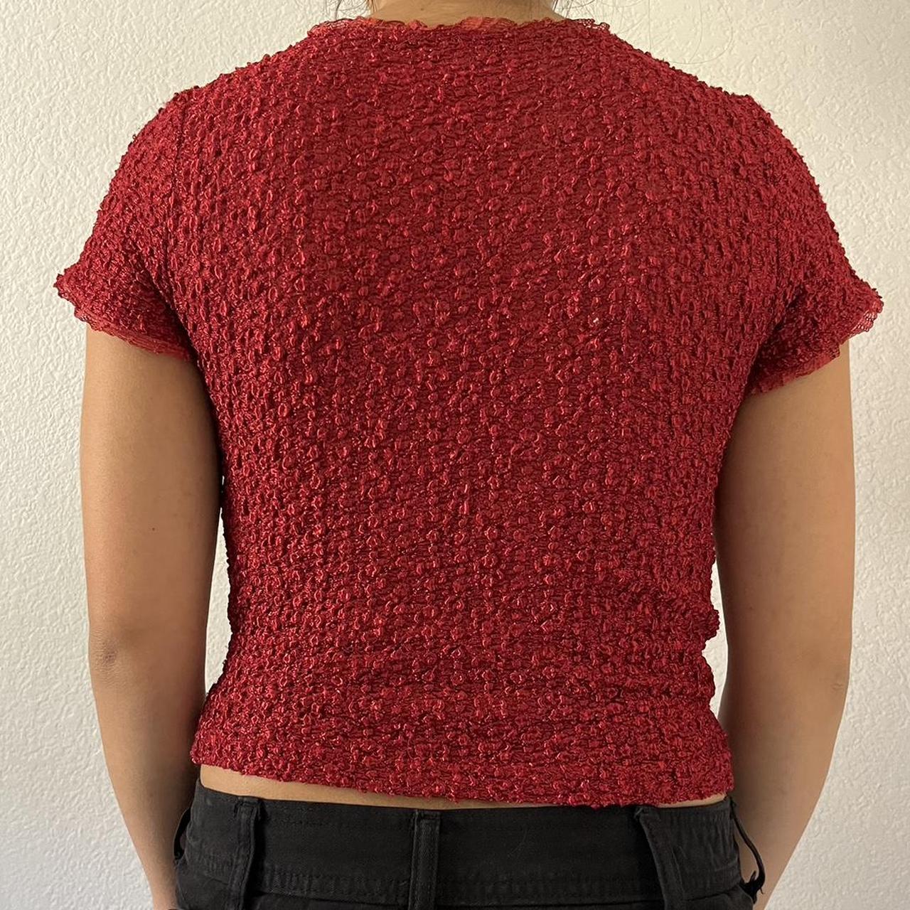 vintage 90s red scrunch top size small msg for... - Depop