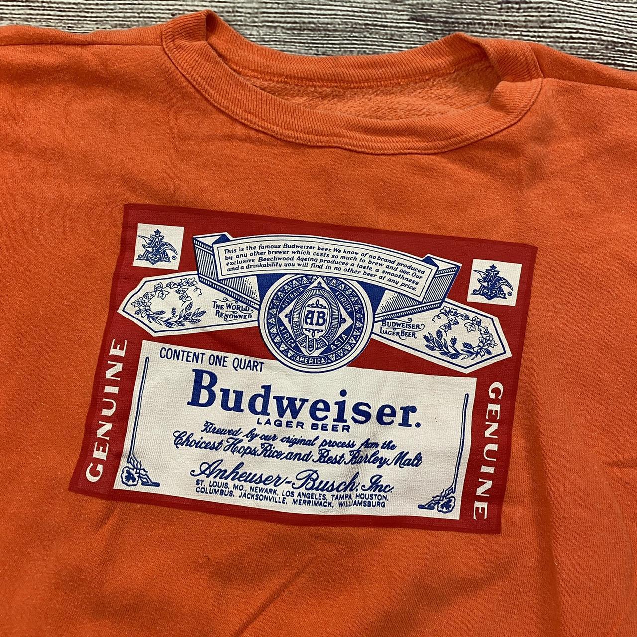 Budweiser Men's Orange Sweatshirt | Depop