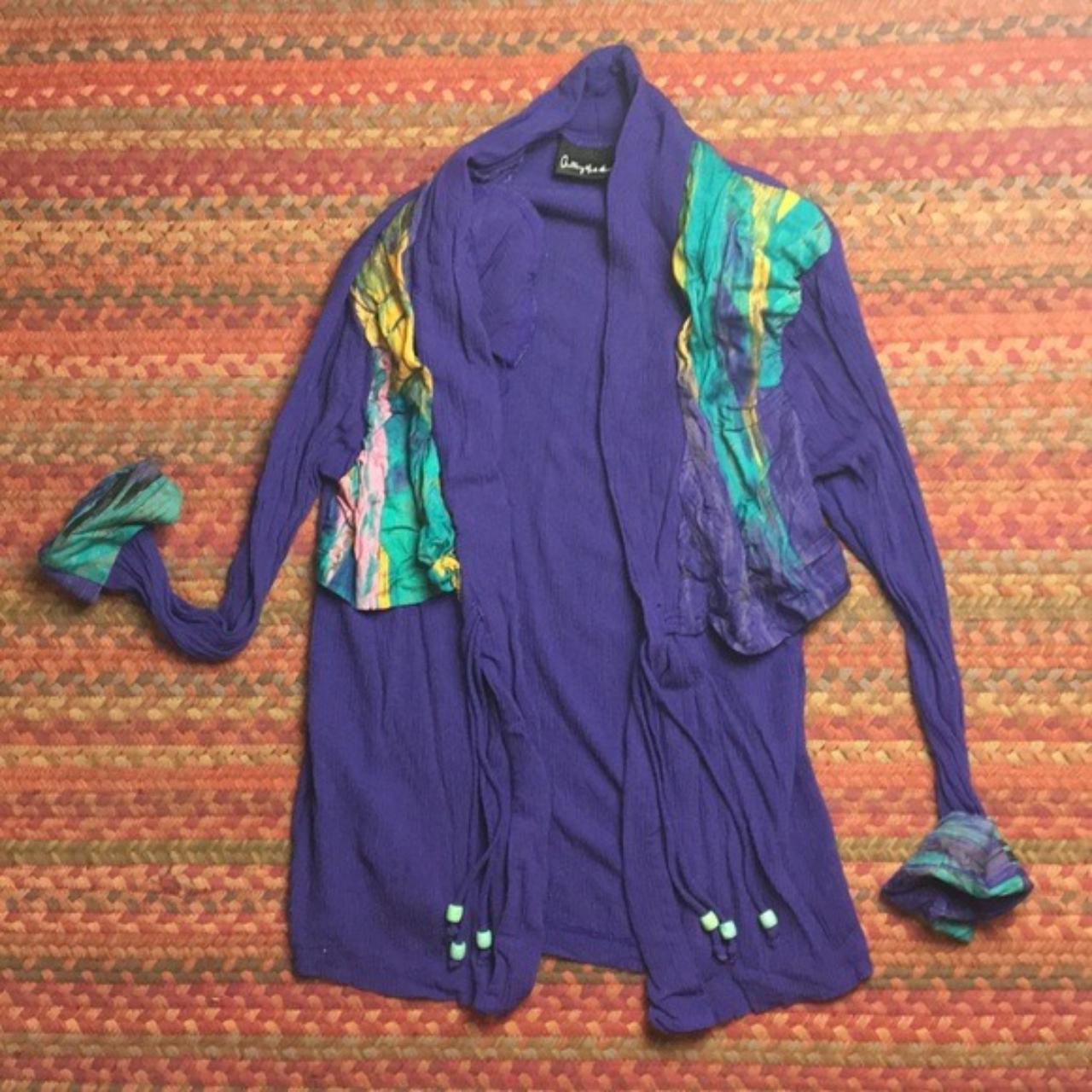 80s VINTAGE PURPLE FUNKY CARDIGAN EUC. Hallmark 80s... - Depop