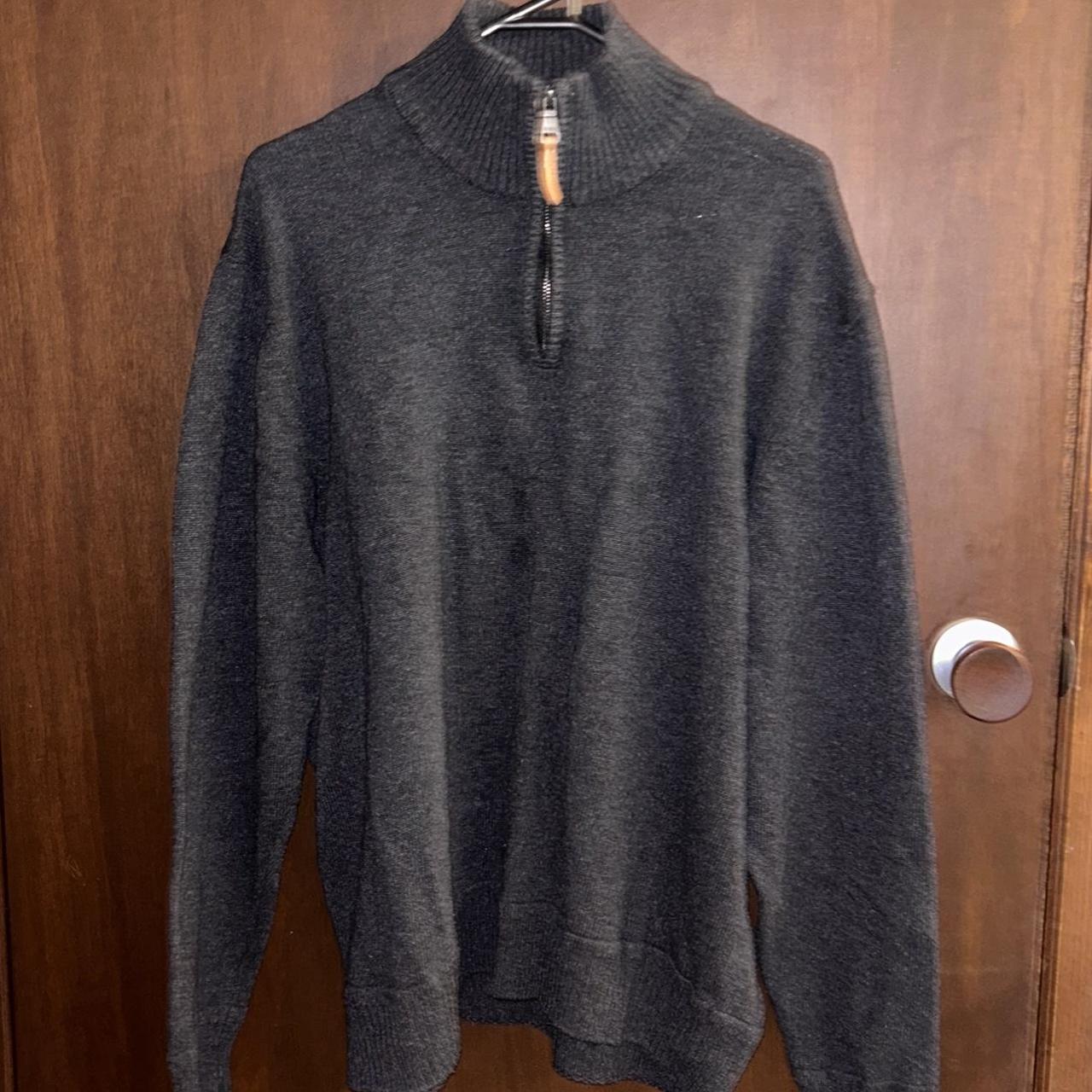 Dark grey knit quarter zip! Just doesn’t fit right... - Depop