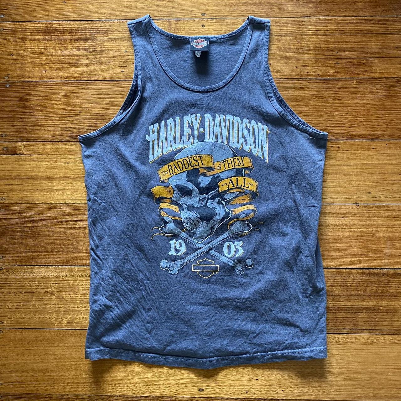 Grey Harley Davidson singlet/tank top Front and... - Depop