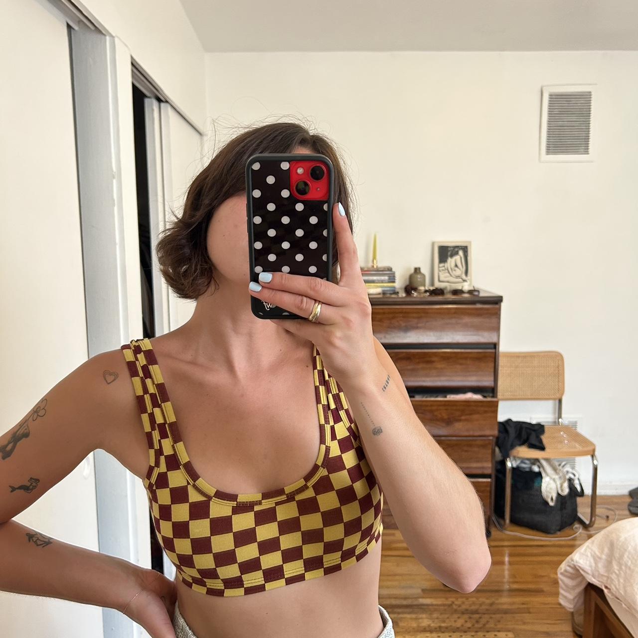 Shop arq checkered bralette! Only worn once or twice! - Depop