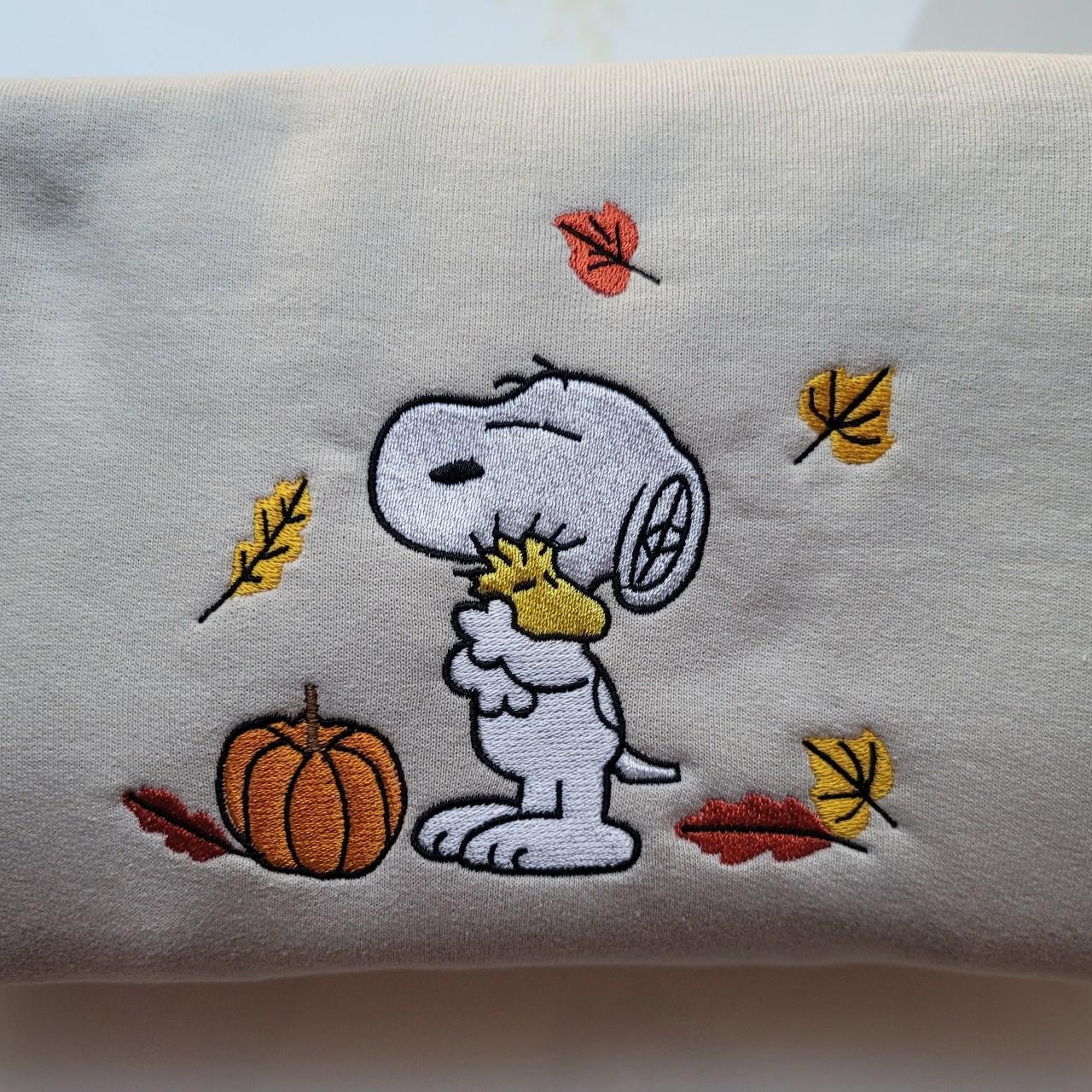 Fall Snoopy/Woodstock Embroidered sweatshirt made... - Depop
