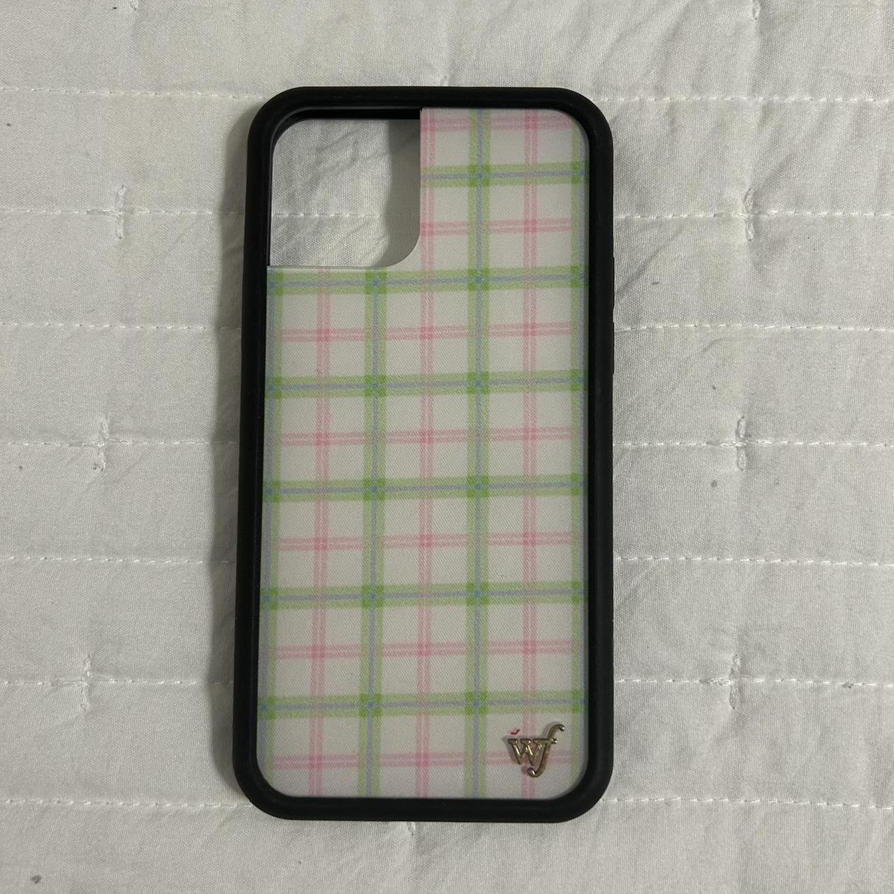 pink and green plaid pattern wildflower iPhone 11... - Depop