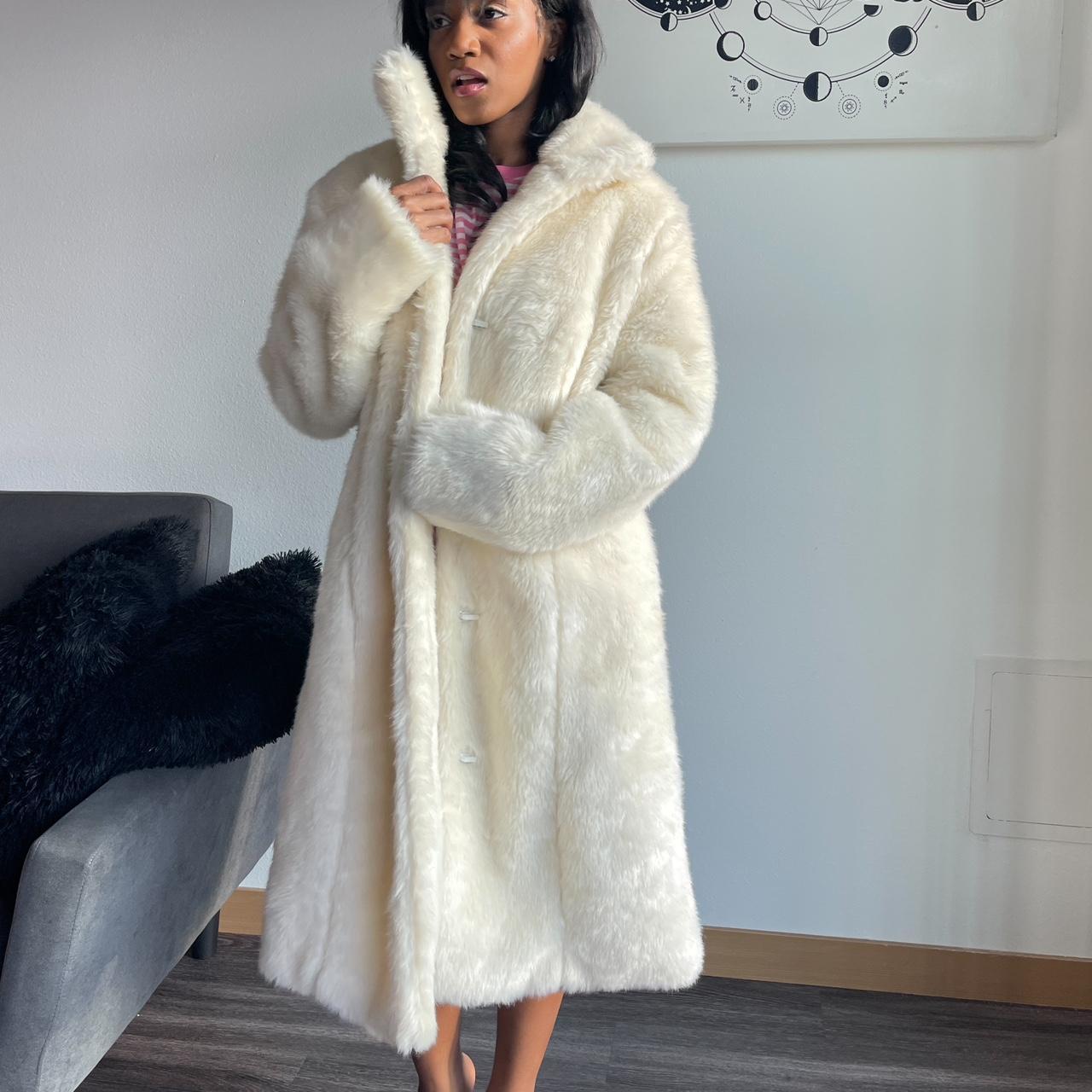 Venus Faux Fur Long Coat Size 6 Chest 38 1 2 Depop