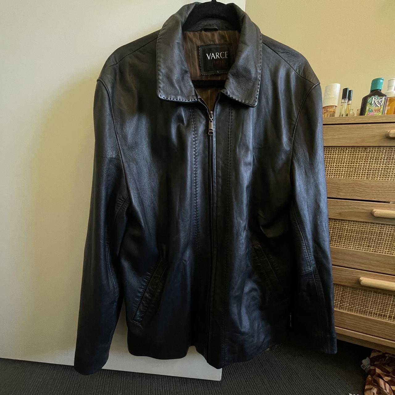 Vintage leather jacket. Real leather. Varce italia... - Depop