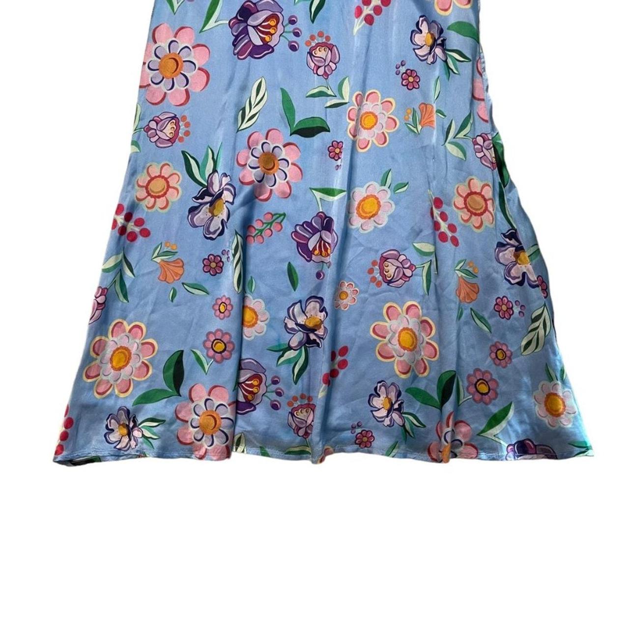 OLIVIA RUBIN Floral Print Midi Length Silk Skirt... - Depop