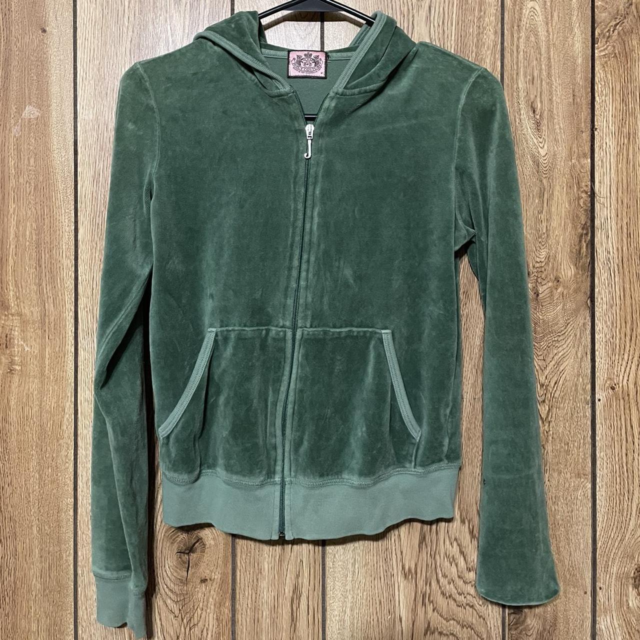 Juicy Couture green zip up jacket Size medium, but... - Depop
