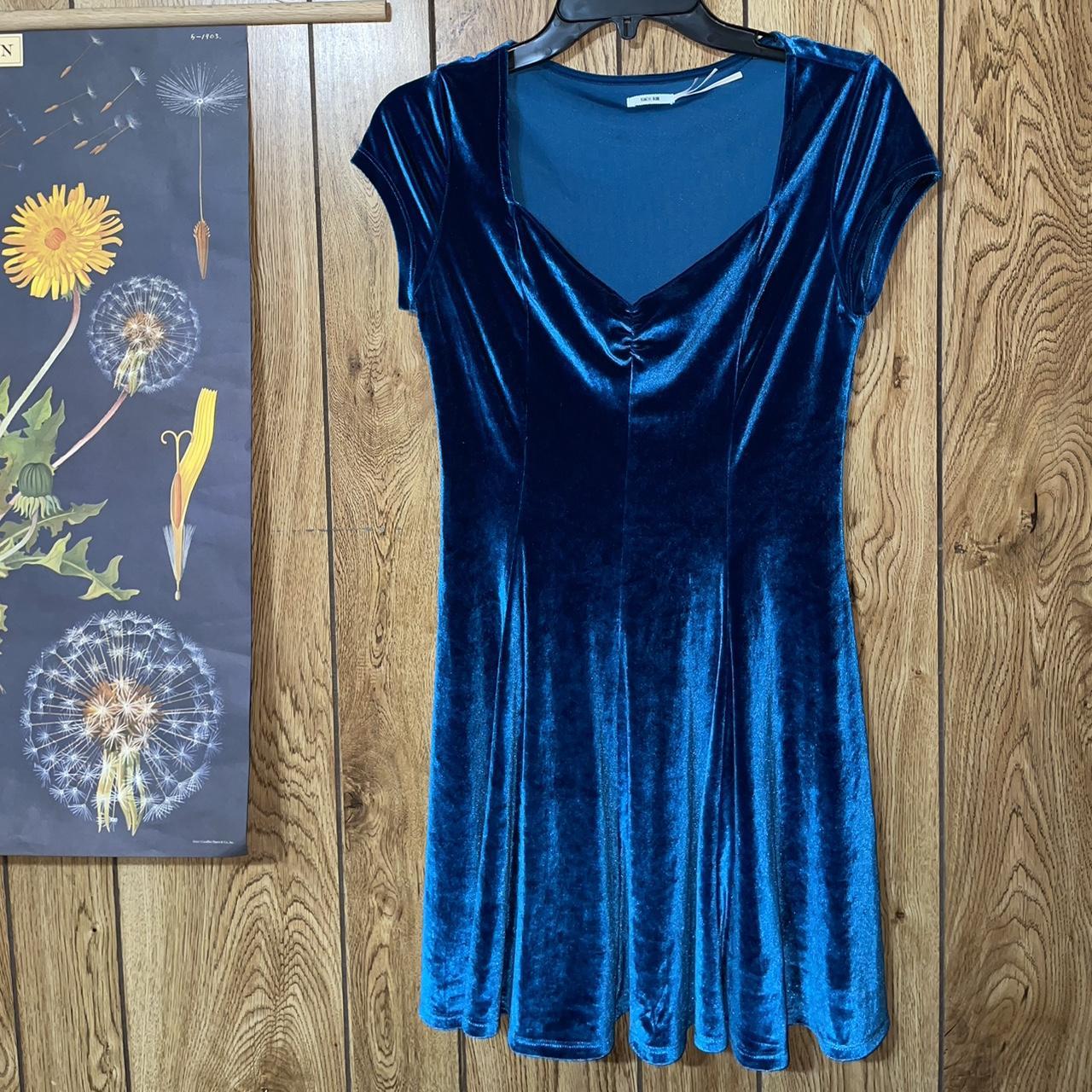 velvet blue dress from urban outfitters so cute but... - Depop